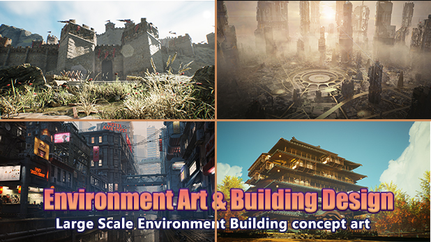 【Environment Art & Building Design】Large Scale Environment Building concept art course online ...